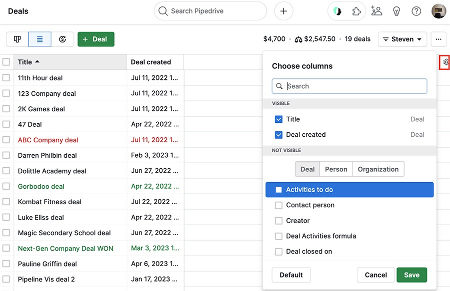 Customizing The Columns In The List View Knowledge Base Pipedrive
